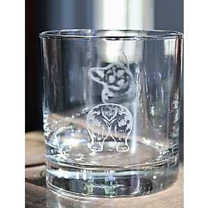 HullSpeed Designs Corgi Butt - 2 Sided Engraved Rocks & Whiskey Glasses (Set of 2)