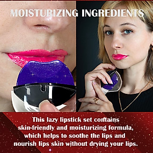 DAGEDA 3 Colors Lazy Lipstick, Pearl Lipstick Magic Color Changing Lipstick, Labiales Magicos Long Lasting Moisturizing Lipstick, Not Fade Lip Shape Lipstick for Lazy People（Color B