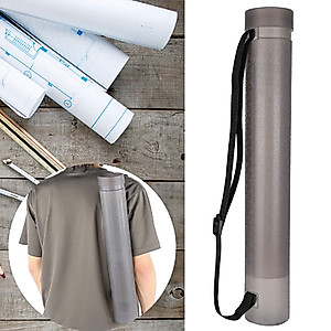 Circular Drawing Tube, Poster Tube, Moisture-Proof Matte Texture Waterproof Adjustable for Travel Posters Maps(Dark Gray)