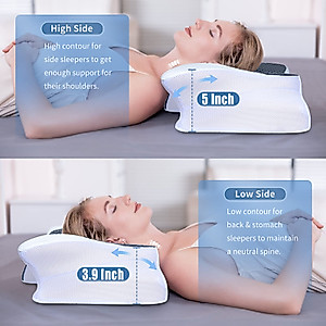 SAHEYER Cervical Pillow for Neck and Shoulder Pain Relief, Odorless Contour Memory Foam Pillows for Sleeping, Ergonomic Orthopedic Support Bed Pillow for Side, Back and Stomach Sleepers, Grey