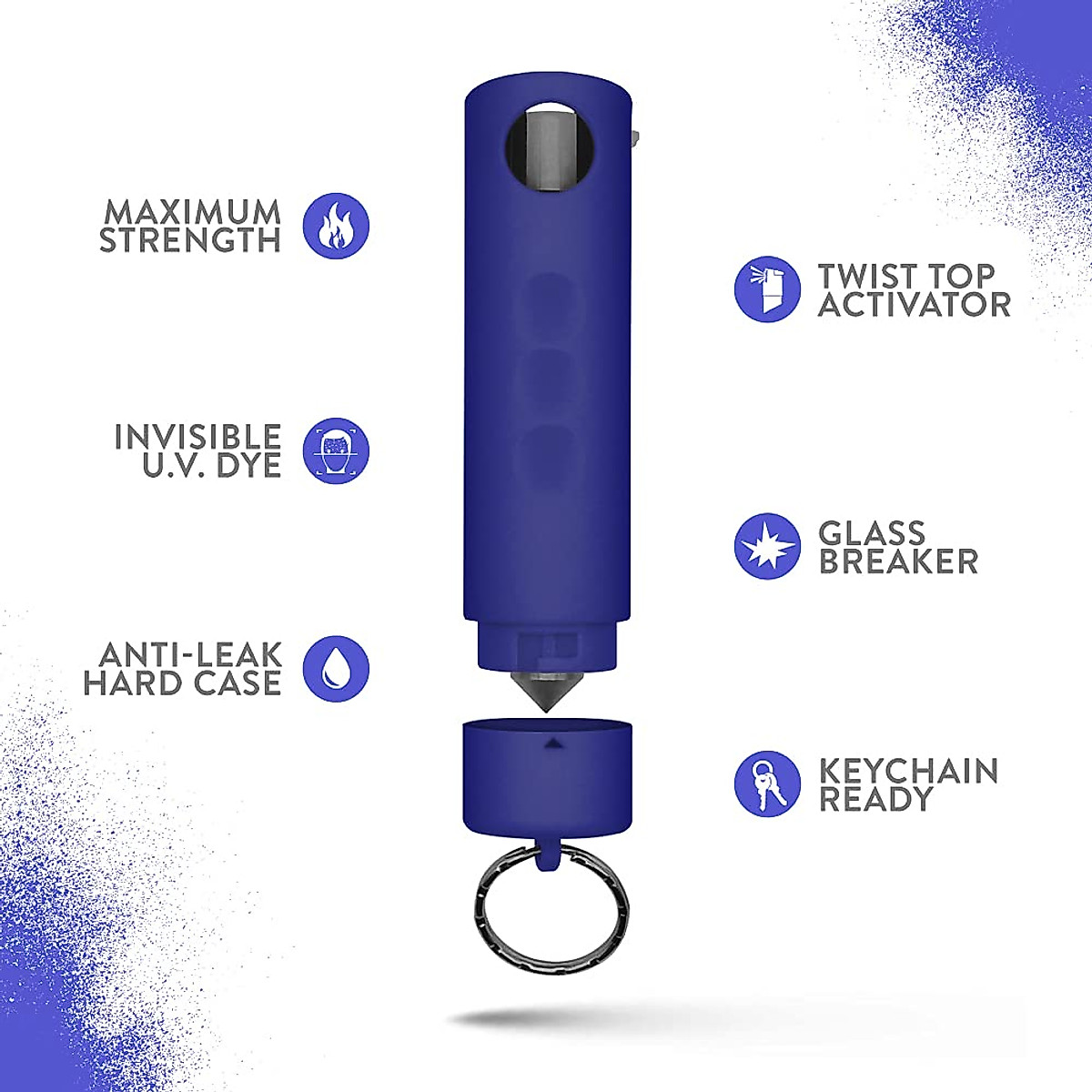 Guard Dog Pepper Spray with Window Breaker | 3-in-1 Car Safety Tool | Self Defense Keychain | Maximum Strength | 16 Feet Distance Defense (Blue)