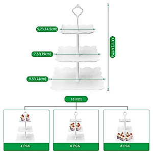 Coitak Plastic Cupcake Stands, 3 Tier Cupcake Stand, Dessert Tower Tray for Tea Party, Baby Shower and Wedding (2 Pack) (Square)