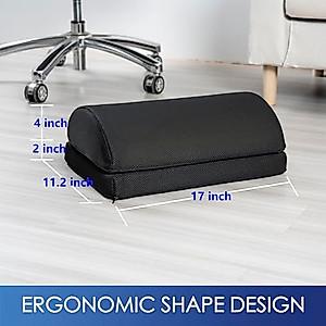 Footrest - Foot Rest for Under Desk at Work - Memory Foam Foot Stool with 2 Adjustable Height for Office Gaming & Computer Chairs - Comfortable Cushion for Back & Hip Pain Relief