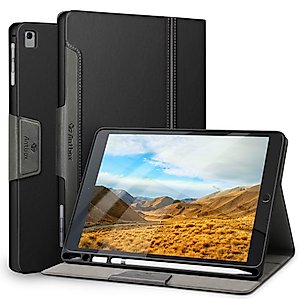 Antbox Case for iPad Pro 9.7/ iPad Air/iPad Air 2 with Built-in Pencil Holder Auto Sleep/Wake Function PU Leather Smart Cover (Black)