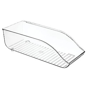 mDesign Long Plastic Soda Can Dispenser Storage Organizer Container Bin for Kitchen Pantry, Countertop, Cabinet, Refrigerator, Freezer, Hold Canned Food, Soup, Water, Ligne Collection, Clear