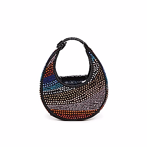 STAUD Women's Micro Moon Crystal Pouchette, Rainbow/Black, One Size