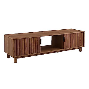 Walker Edison Walton Modern Fluted-Door Low Stand for TVs up to 65 Inches, 58 Inch, Mocha