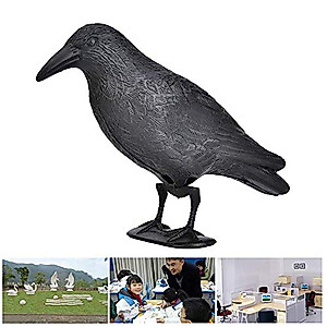 01 Simulation Crow Desktop Decor, PE Material Simulation Crow for Garden Decoration for Hunting Bait for Halloween(Black)