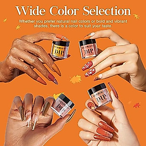 AZUREBEAUTY 29 Pcs Dip Powder Nail Kit Starter, Fall Limited Orange Glitter Red Green 20 Colors Acrylic Dipping Powder Liquid Set with Base/Top Coat for French Nails Art Manicure Beginner DIY Salon