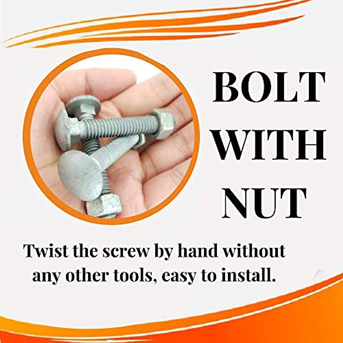 Canadian Fence & Hardware 516 x 2inch 10 Pack of Carbon Steel Rust Free Hurricane RoundFlat Head Carriage Bolt with Hex Nut for Home, Office Appliance, Fence Deck and Industries , Grey