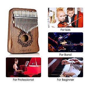 Kalimba-17 Key Thumb Piano,Exquisite Mahogany Wood Portable Kalimba,Tune Hammer and Study Instruction,Musical Gifts for Music lovers Adults Kids(Classic Brown)
