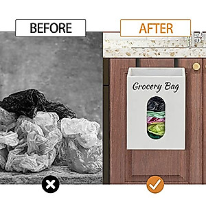 Rustic Wooden Grocery Bag Holder Wall Mounted, Plastic Bag Holder Organizer for Cabinet, Trash Bag Holder for Plastic Bags, Trash Bag Dispenser Organizer for Home & Kitchen Organization and Storage