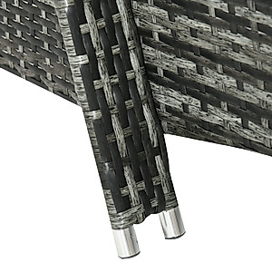 Outsunny Wicker Outdoor Chaise Lounge, 5-Level Adjustable Backrest PE Rattan Pool Lounge Chair with Wheels, Cushion & Headrest, Mixed Gray and Charcoal Gray