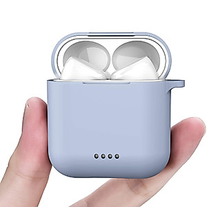 TOZO T6 Protective Silicone Case Shockproof Soft Skin Cover for TOZO T6 Earbuds with Front LED Visible and Keychain Sky Blue