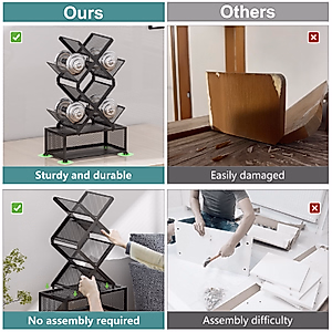 HI NINGER Folding Bookshelf,6 Tier Tree Bookshelf with Storage Cabinet,Small Bookcase Tower for Books/CDs/Movies, Floor Standing Book Shelf for Bedroom/Living Room/Home Office (Black, 6 Tier)