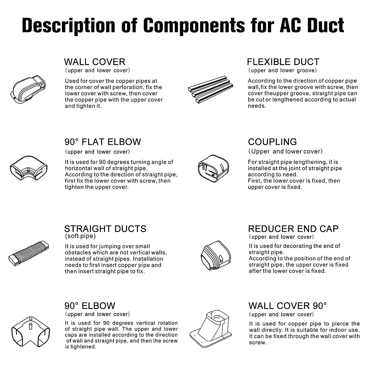 OSMOFUZE 3" W 10Ft L Mini Split Line Set Cover Kit, Air Conditioner Decorative PVC Line Cover Kit for Mini Split AC and Heat Pumps