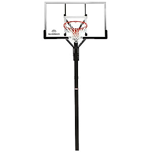 Silverback 54" In-Ground Height Adjustable Basketball System with Tempered Glass Backboard, Pro-Style Breakaway Rim, and Backboard Pad