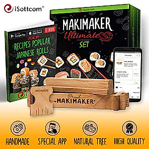 Isottcom Sushi Making Kit - Premium Sushi Set, Soy Sauce Mixing Bowls, Chopsticks with Holders, Bamboo Mat - Sushi rolling Kit for Home - Sushi roller Mobile App Sushi Maker Kit in Amazing Gift Box