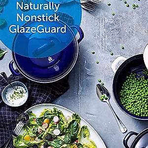 BK Indigo Dutch Heritage Round German Enamelled Casserole with Lid with PFAS-Free Ceramic Non-Stick Coating, 26 cm/5.2 Litre, Induction, Dishwasher Safe, Oven Safe, Cream