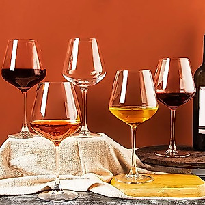 Red Wine Glasses Set of 6, 19.5 oz Burgundy Wine Glasses for Red or White Wine, Stemmed Wine Glasses, Ideal for Wine Tasting, Anniversary, Wedding - Clear