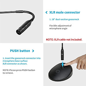 BOYA Desktop Gooseneck Condenser Microphone 18" Podium Microphones with Base LED Indicator XLR Mic for Meetings Video Conferences Streaming Lectures BY-GM18CB