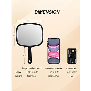 Gladmart Hand Mirror Salon Barber Hairdressing Handheld Mirror with Handle(Square Black 7.4 x 10.3 inches)