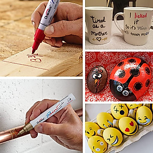 Permanent Paint Markers Pens - 3 Pack White Oil Based Paint Pens, Medium Tip, Quick Drying and Waterproof Marker Pen for Metal, Rock, Wood, Fabric, Plastic, Canvas, Mugs, Stone, Glass