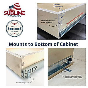 Sublime Design | Bottom Mount | Pull Out Tray | Baltic Birch Drawer for Kitchen Cabinets | Slide Out Shelves | Roll Out Cabinet Organizer (23" Wide)