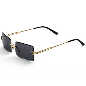 Kursan Frameless Rectangle Sunglasses for Men Women Small Rimless Sun Glasses Shades UV400 Protection (Grey)