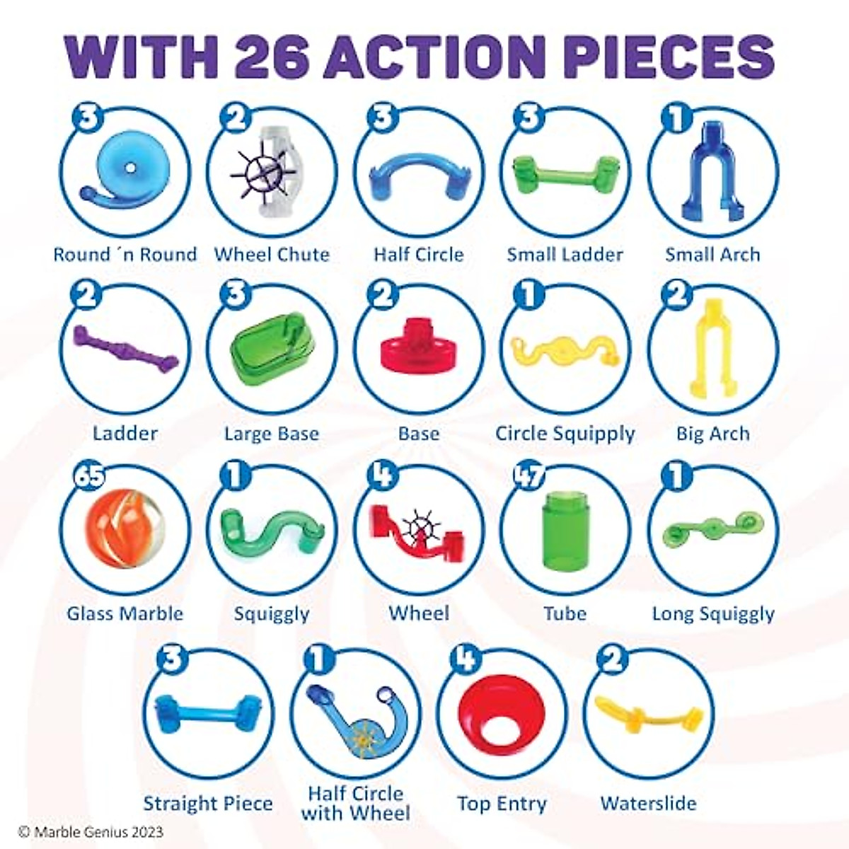 Marble Genius Marble Run - Maze Track Easter Toys for Adults, Teens, Toddlers, or Kids Aged 4-8 Years Old, 150 Complete Pieces (85 Translucent Marbulous Pieces + 65 Glass-Marble Set), Super Set