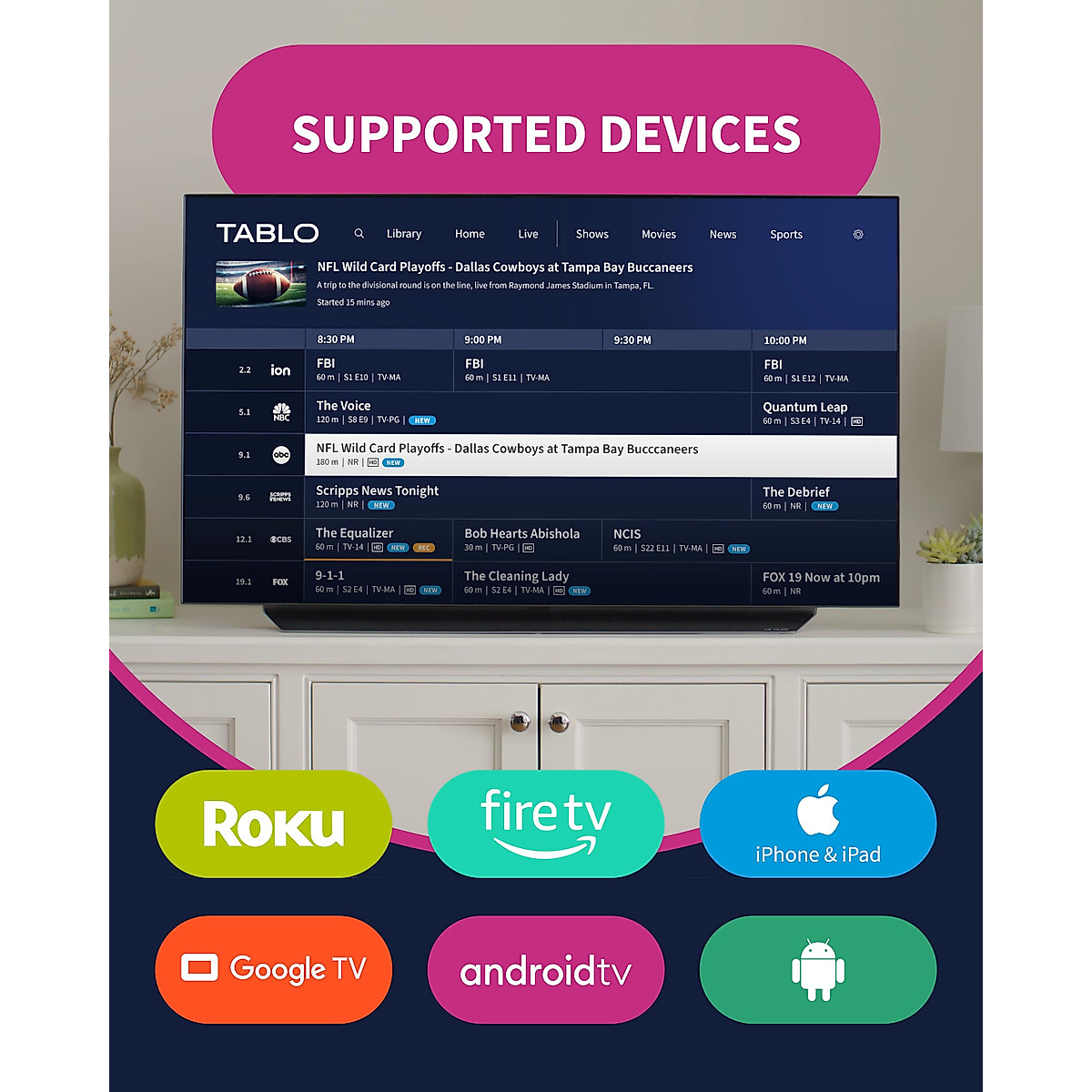 Tablo 4th Gen 2-Tuner Over-The-Air (OTA) DVR - Watch, Pause & Record Live TV, News, Sports & Movies Throughout Your Home Over Wi-Fi - Pairs w/Any TV Antenna - 50+ Hrs Recording - No Subscriptions