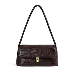 Chloe soo Women Shoulder Bags Embossed Crocodile Effect Underarm Purse Tote Handbag Retro Brown Classic Small Purse 90s Buckle Closure 17