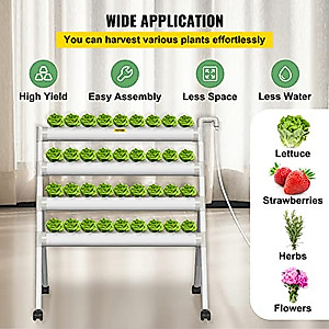 VEVOR Hydroponics Growing System, 36 Sites 4 Pipes Hydroponic System, 4 Layers Hydroponic Kit, Vertical Hydroponic Growing System with Water Pump, Pump Timer, Nest Basket, Sponge for Fruit Vegetables