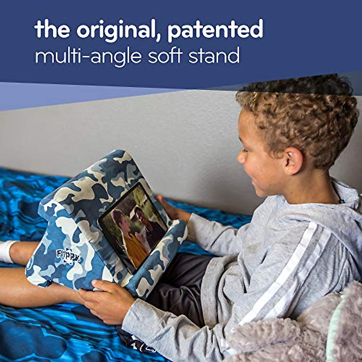 Flippy Tablet Pillow Stand and Tablet Holder for Lap, Desk and Bed, Multi-Angle with Storage
