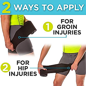 BraceAbility Hip Brace & Groin Strain Wrap | Non-Slip Hamstring & Thigh Compression Support Spica for Pulled Quad Muscle, Arthritis Relief, Inguinal Hernia or Abduction Hip Flexor Injury (One Size)