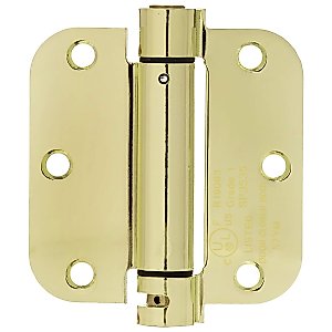Amazon Basics Self-Closing Door Hinge, 3.5 Inch x 3.5 Inch, 1 Piece, Polished Brass