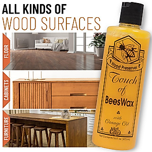Touch of Oranges Beeswax Wood Polish Conditioner, Cleaner & Restorer Bundle Hardwood Floor Cleaner Spray Real Orange Oil - (32 & 16 oz )