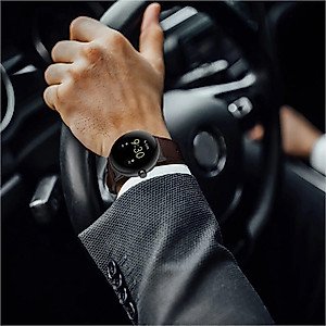 Leather Bands Compatible for Google Pixel Watch Band Leather for Men, Pixel Watch Wristband Adjustable Clasp Strap for Google Pixel Watch (Brown/Black)