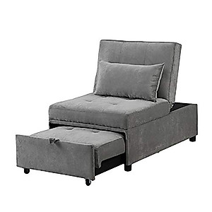 LTT Futon Couch, Folding Sofa Bed, Folding Sofa Bed with Storage Adjustable Backrest Lounger Convertible Couch for Living Room（Gray）