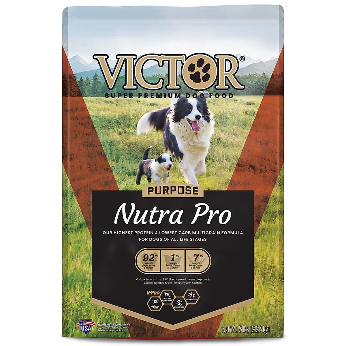 Victor Super Premium Dog Food – Purpose - Nutra Pro – Gluten Free, High Protein Low Carb Dry Dog Food for Active Dogs of All Ages – Ideal for Sporting Dogs, Pregnant or Nursing Dogs & Puppies, 5lbs