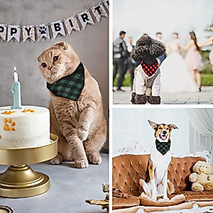 Viretec Buffalo Plaid Dog Bandanas 2 Pack, Valentine's Day Classic Dog Scarf for Boy and Girl, Double-Sided Design Triangle Kerchief, Adjustable Washable Dog Bandanas for Small Medium Large Dogs Cats