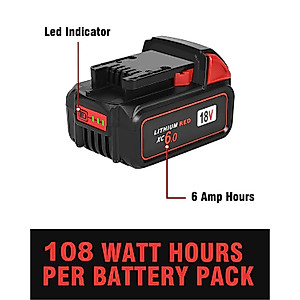 Bslite 2Packs Replacement for Milwaukee M18 Battery 6.0Ah 48-11-1862 Compatible with Milwaukee M18 Battery Tools and Charger（Black）