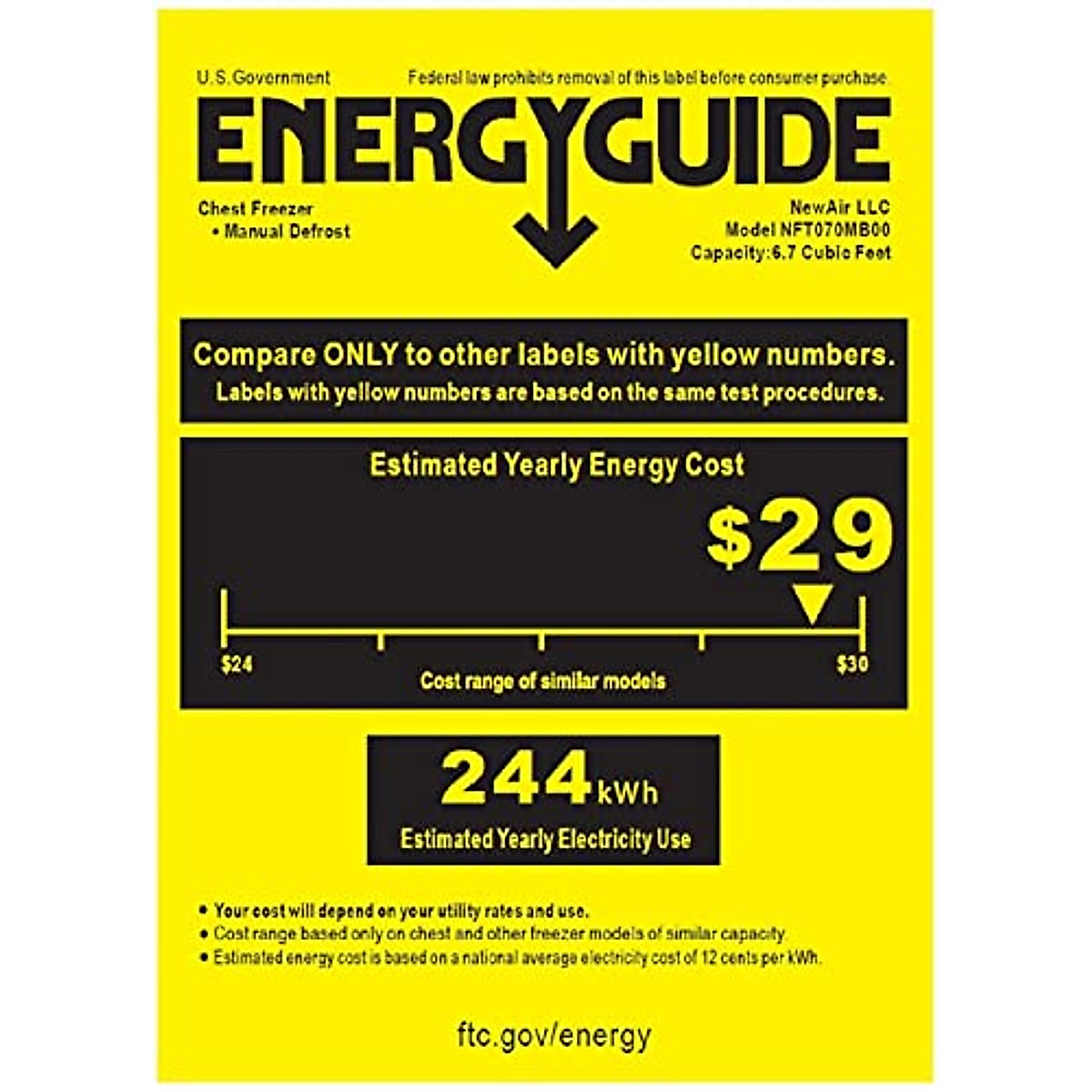 Newair Chest Freezer - 6.7 Cubic Feet Reach In Freezer Chest - Quiet Freezer with Digital Temperature Control, Open Door Alarm, and Fast Freeze Mode - Black