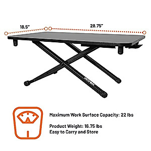 Victor Adjustable Laptop Standing Desk, 29”x18.5, Black