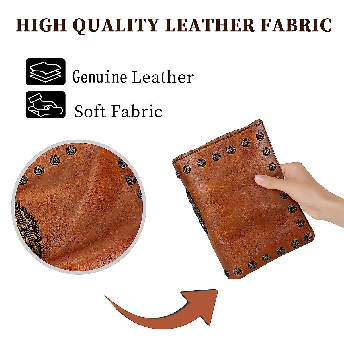 LETEULO Womens Crossbody Bag Leather Handmade Shoulder Bag Clutch Wristlet Handbags Purse (Brown L)