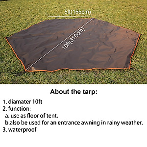 WINTENT 4 Season Teepee Tent with Stove Jack for Camping Hiking, Height 7.8FT/240CM (Brown, with Full Mesh Tent)