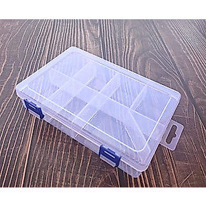 Clear Plastic Storage Box Compartments with Adjustable Dividers, Portable Transparent Beads Earring Jewelry Organizer Holder with Lid for Craft Nail Fishing Hooks Medicine Container Box, 8 Grids