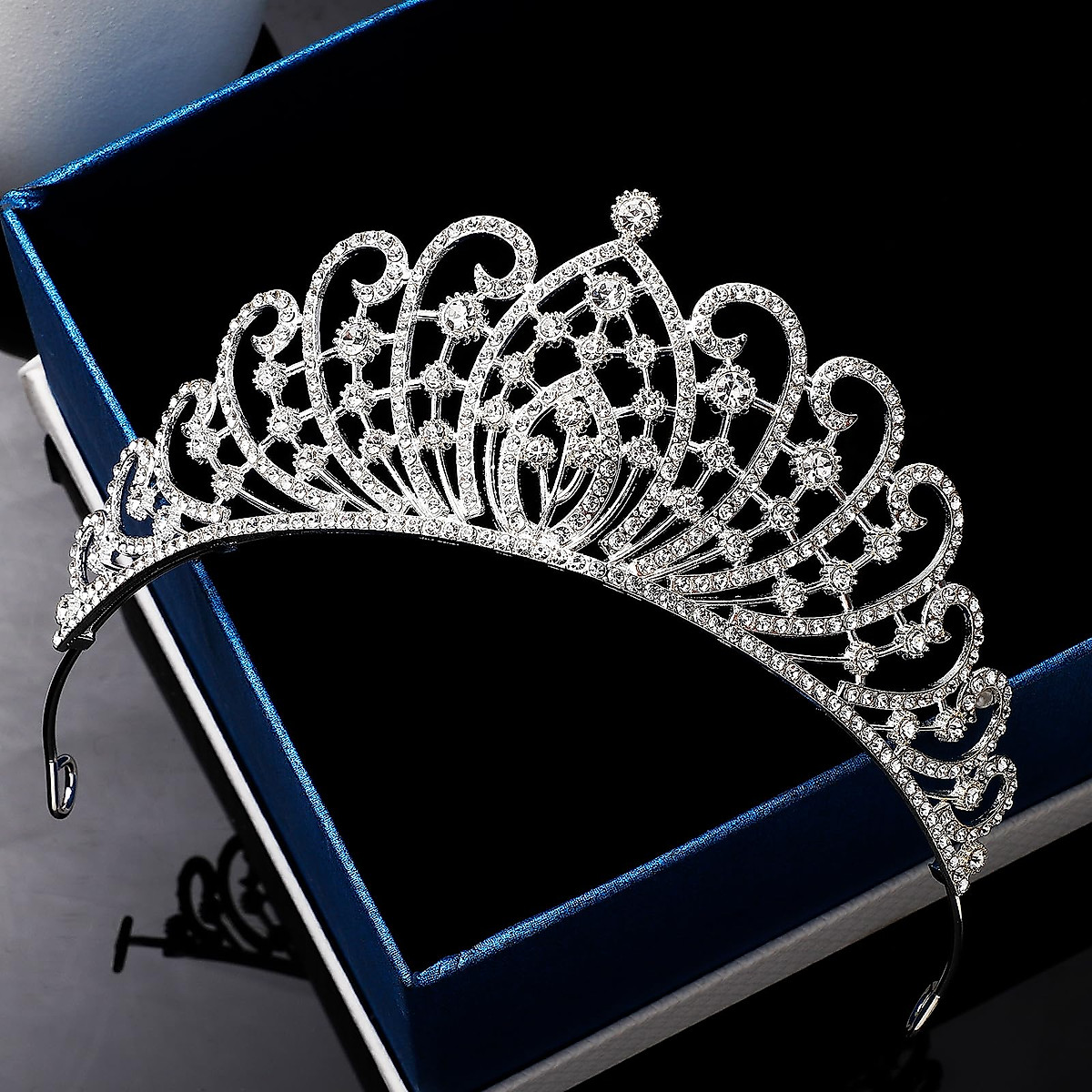 Tiara for Women, Crown and Tiara for Girl Princess, Bride Wedding Happy Birthday Halloween Cosplay Hair Accessories Decorations (Silver Style B)