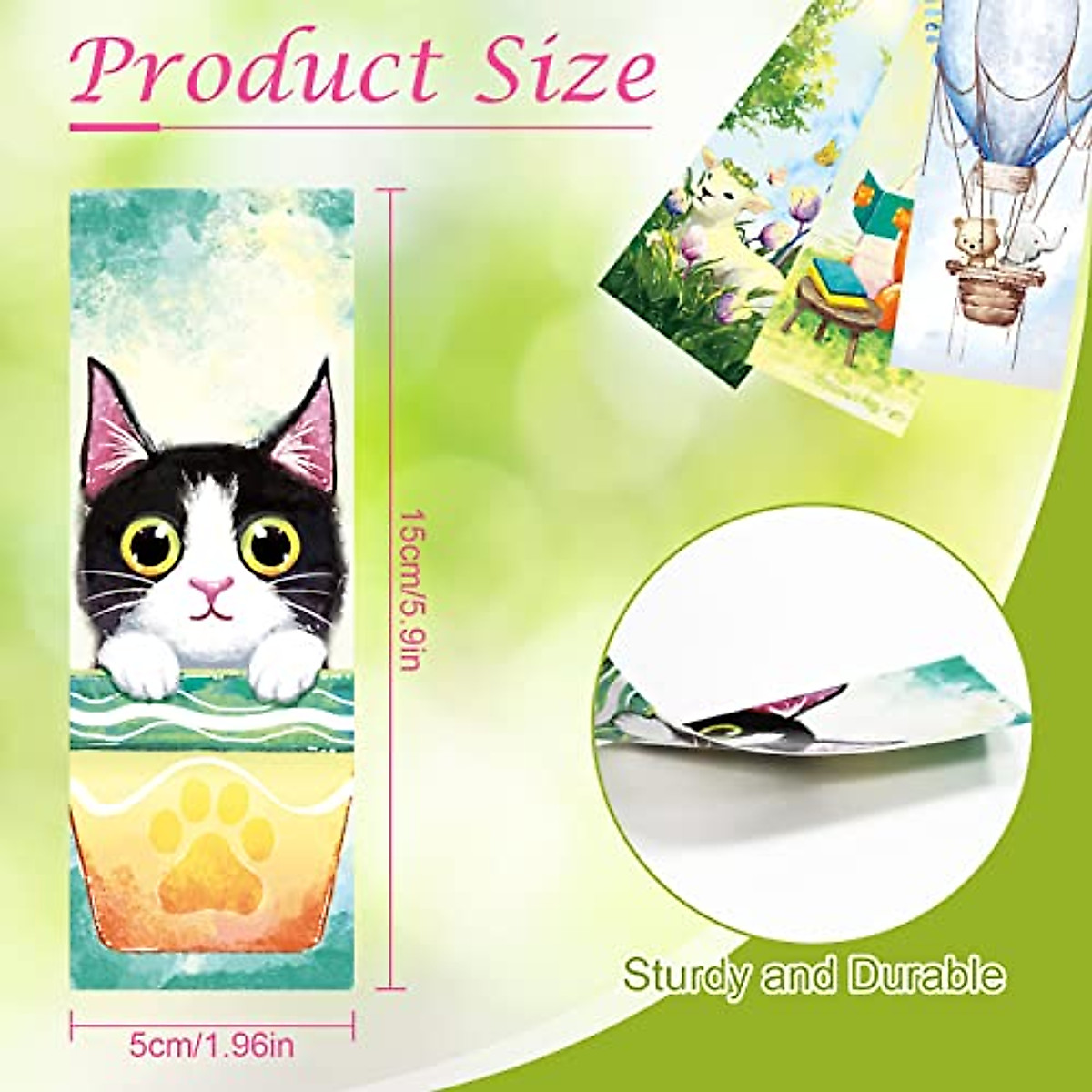 YoeeJob 16pcs Watercolor Bookmarks for Women/Kids/Book Lovers, Spring Bookmarks Gift for Friends, Animal/Plant Book Mark Bulk for Students, Teacher Classroom Gifts, Reading Present