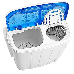 YOLENY 2IN1 Compact Mini Twin Tub Washing Machine, 16.5lbs Capacity w/Wash and Spin Cycle Combo, Timer Control, Built-in Gravity Drain, Portable Washer and Dryer Combo for Apartments, Dorms, Condos, RVs, Camping, Blue